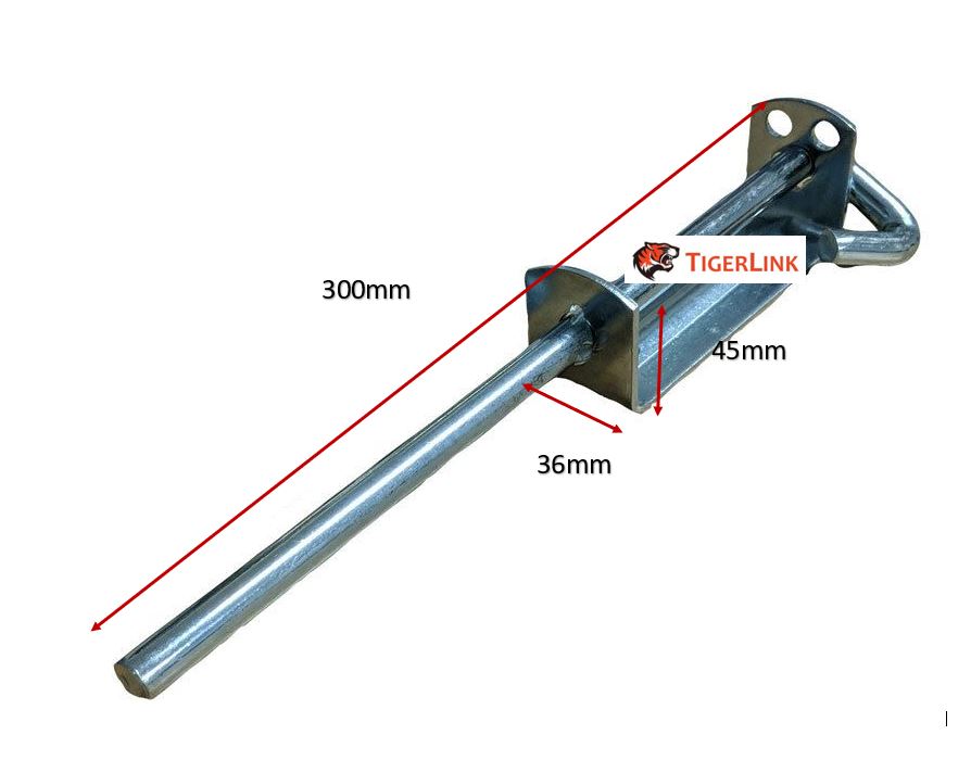 Heavy Duty Steel Drop Bolt 300mm long x 12mm pin Finished Zinc plated | Tigerlink